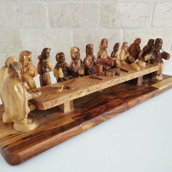 Art | Last Supper Hand Carved Olive Wood Repaired Jesus Disciples ...